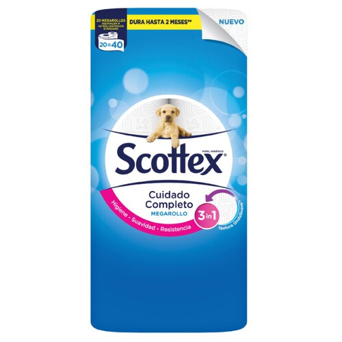 SCOTTEX Papel higiénico megarollo 2 capas 20 por envase
